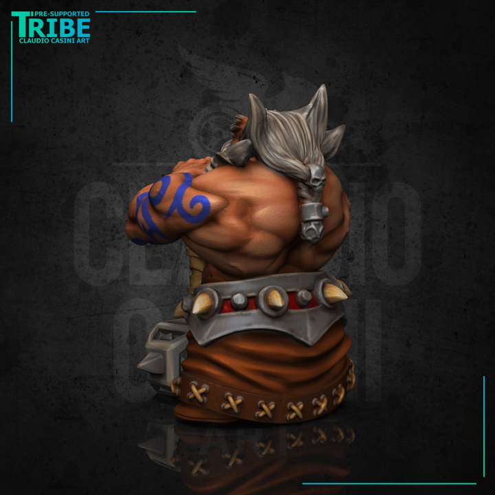 3D Printable (0134 Colors) Male dwarf barbarian warrior with two hands hammer by Claudio Casini Art